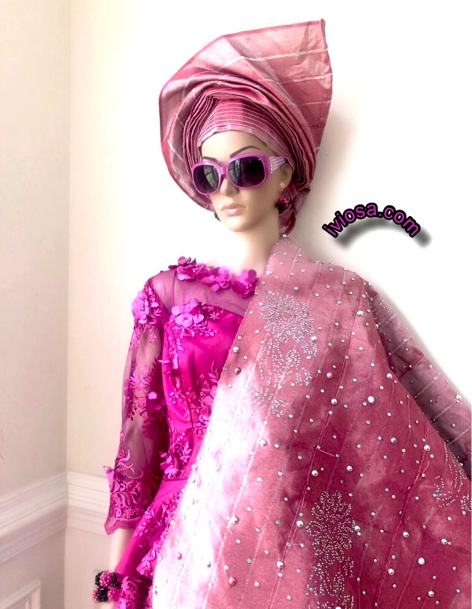Auto Gele with shoulder Shawl/Cover