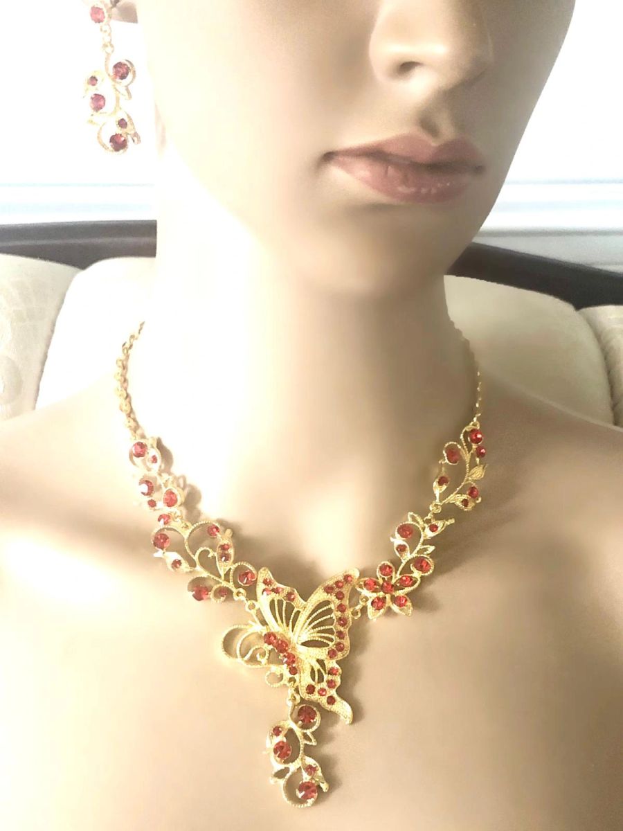Red crystal butterfly set