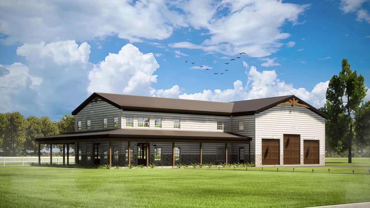 BARNDOMINIUM/POLE BARN HOME PLAN 22-1015 STOCK PLAN "THE TARA HOME V"