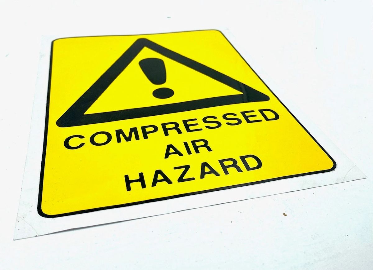 COMPRESSED AIR HAZARD sticker (105 X 200mm)