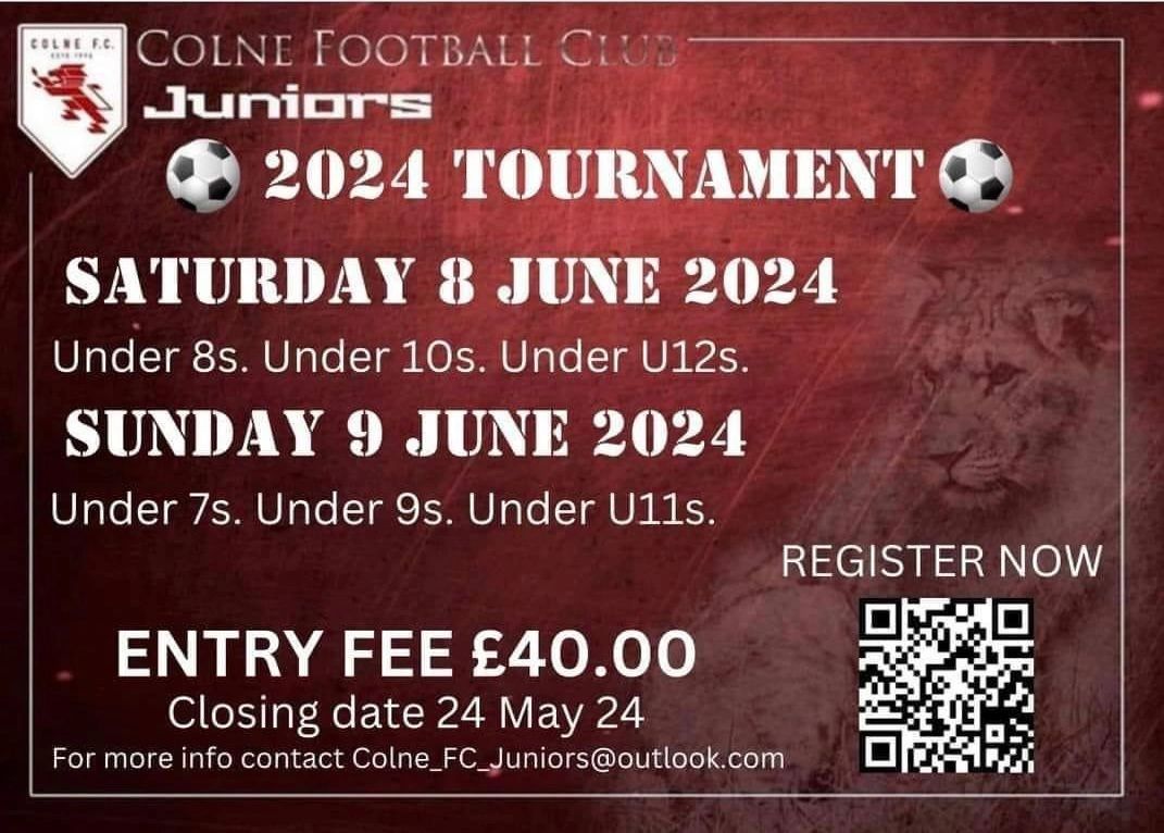 Colne FC Juniors 2024 tournament 8th & 9th June 2024