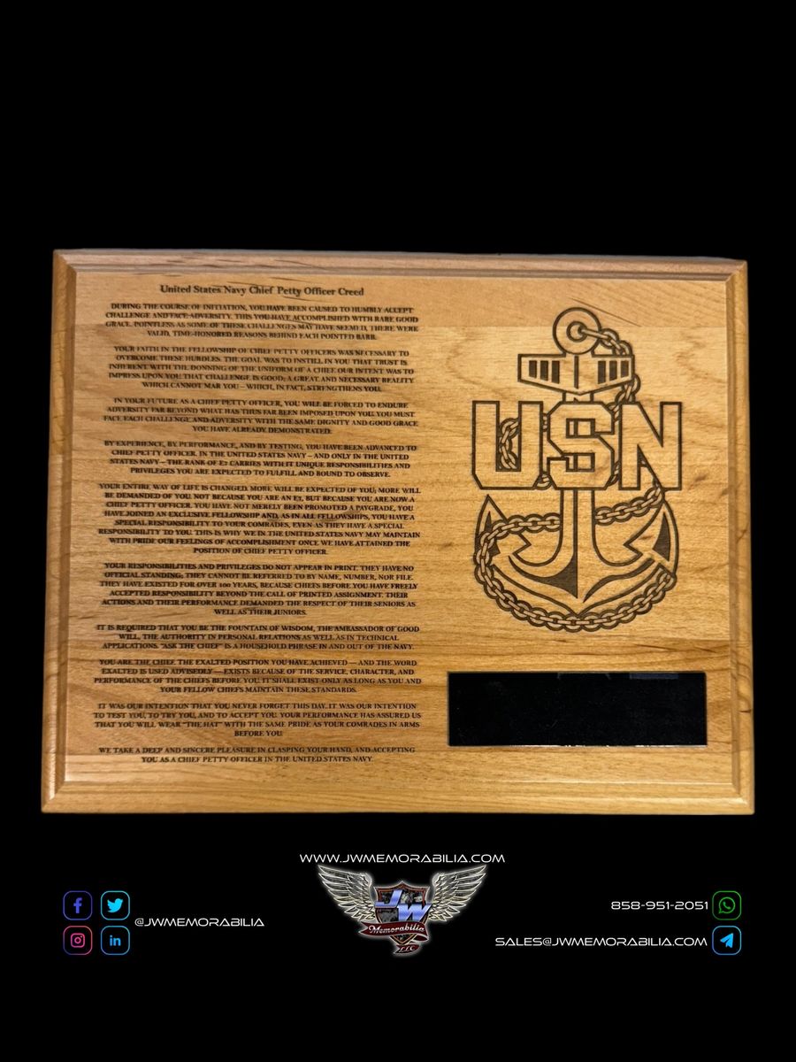 CPO Selectee Season Plaques (Laser Engraved Anchor)