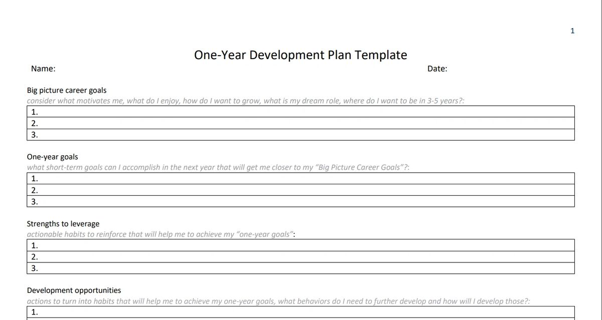 FREE Development Plan Template