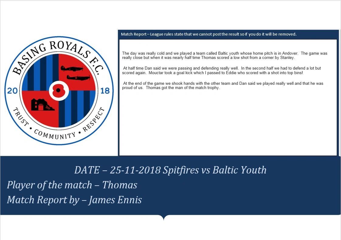 Match Reports 25-11-2018