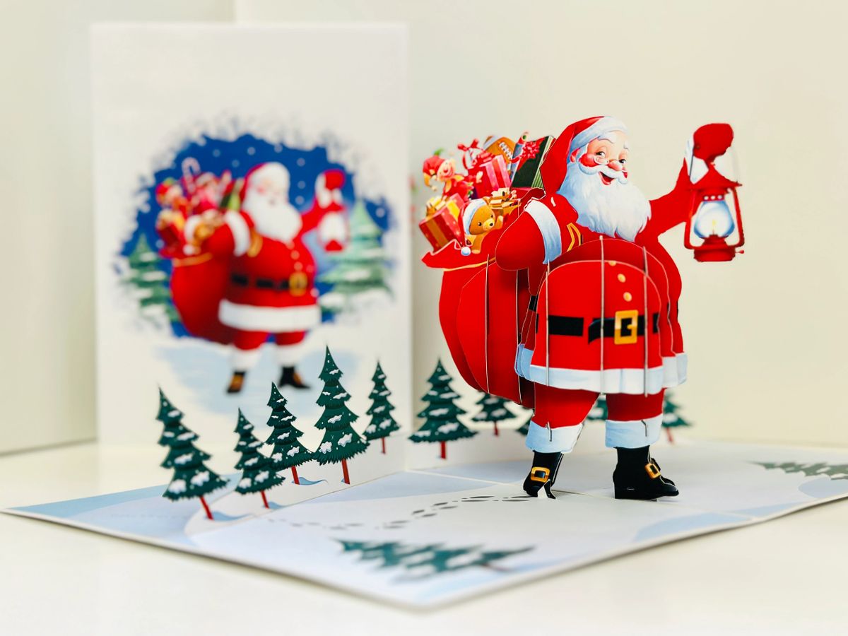 Santa with Toy Bag ~ 3D Pop Up Merry Christmas Card