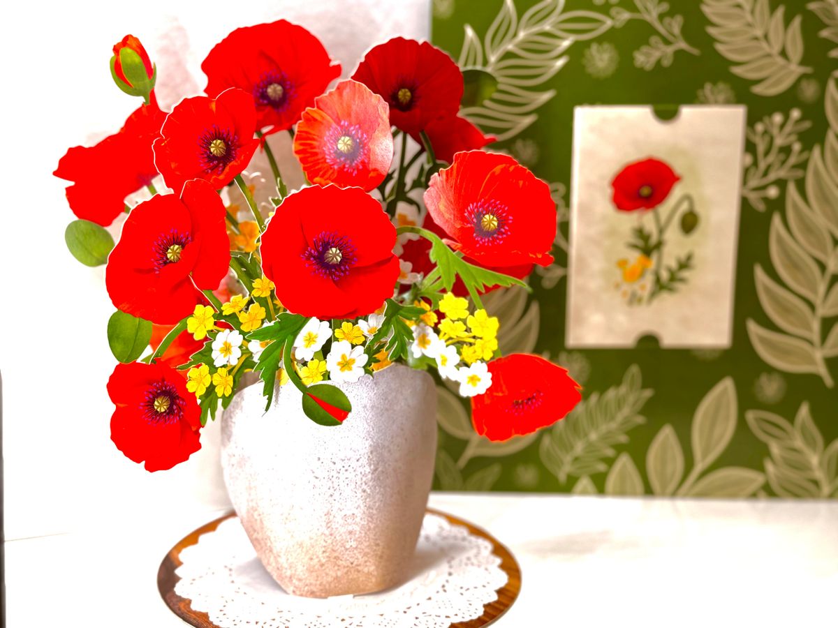 Red Poppy 3D Pop Up Flower Bouquet - Anzac & Remembrance Day