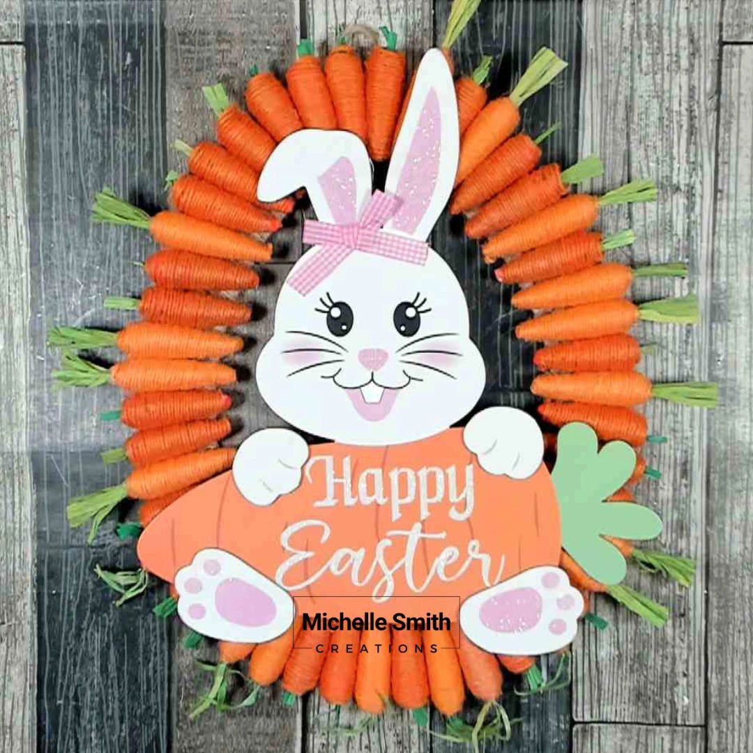 Easter Wreath DIY Bunny With Carrots Quick & Easy