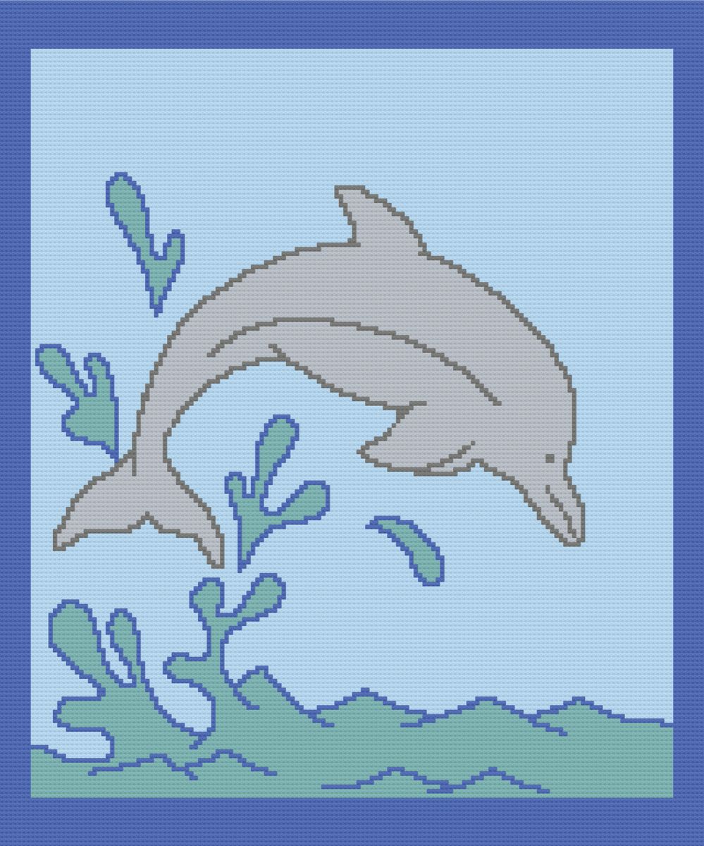 Dolphin Crochet Graph with Written Pattern