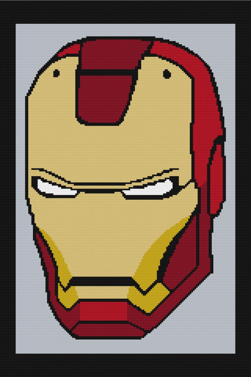 Iron Man Super Hero Crochet Graph and Written Pattern