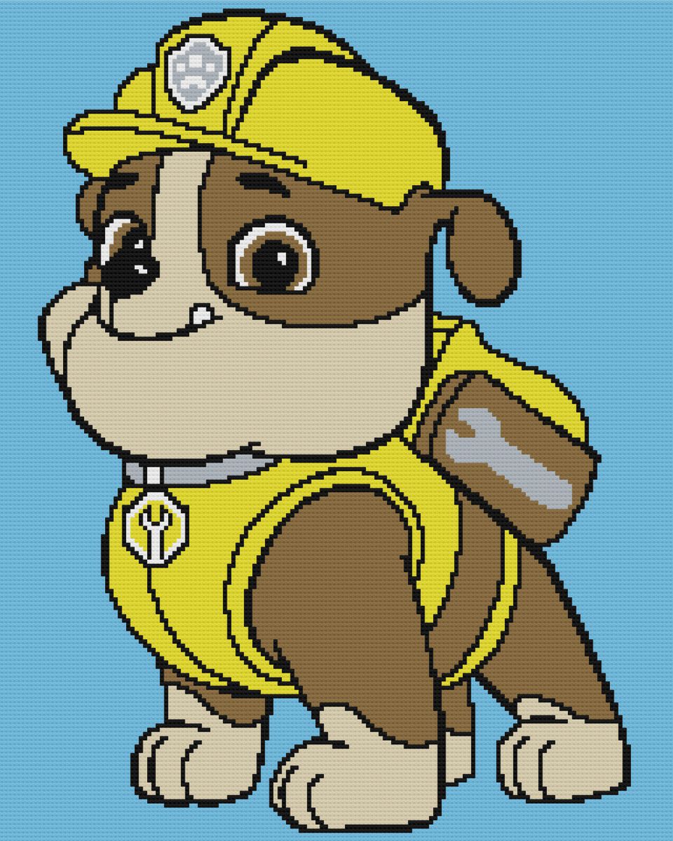 Paw Patrol Rubble Crochet Graph and Written Pattern