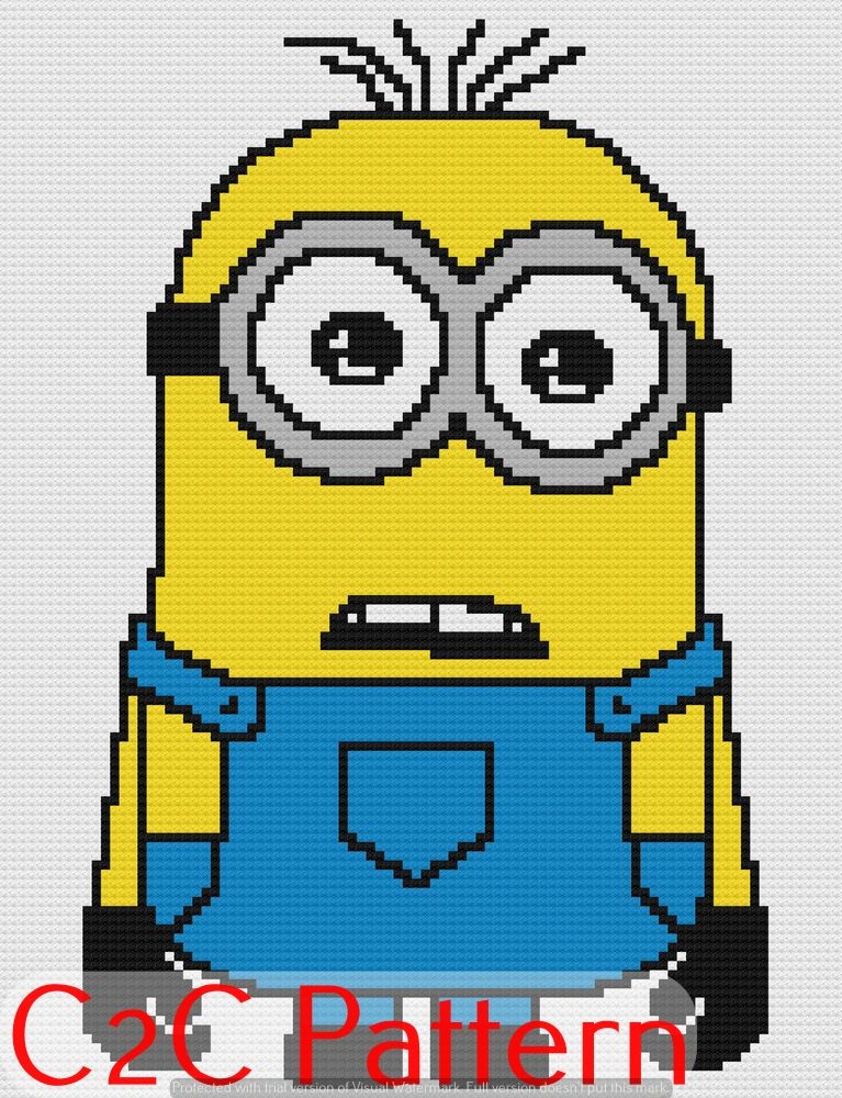 Minion C2C Crochet Graph and Written Pattern