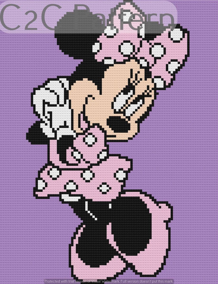 Minnie Mouse C2C Crochet Graph and Written Pattern