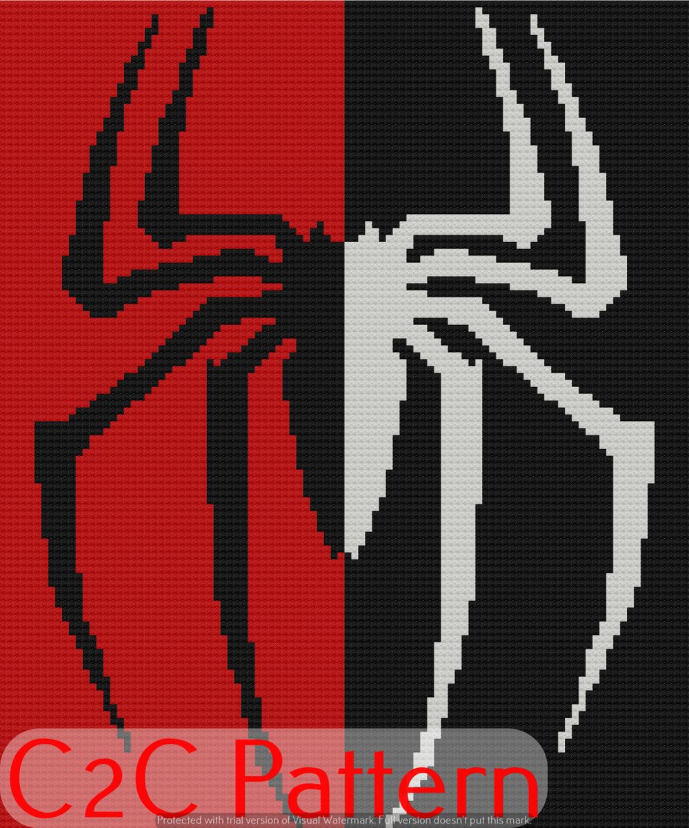 Spiderman C2C Crochet Graph and Written Pattern