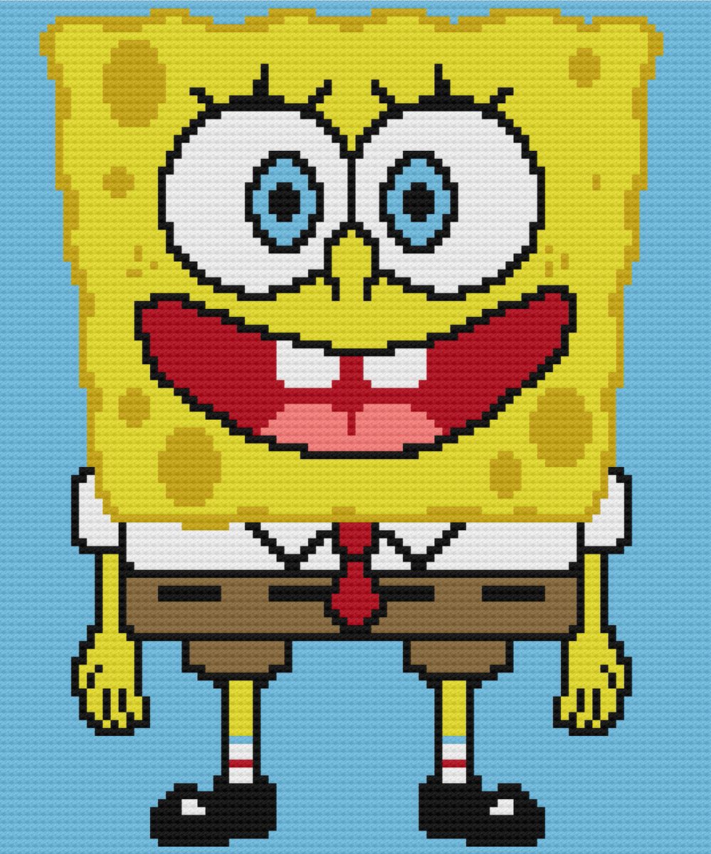 Spongebob C2C Crochet Graph and Written Pattern