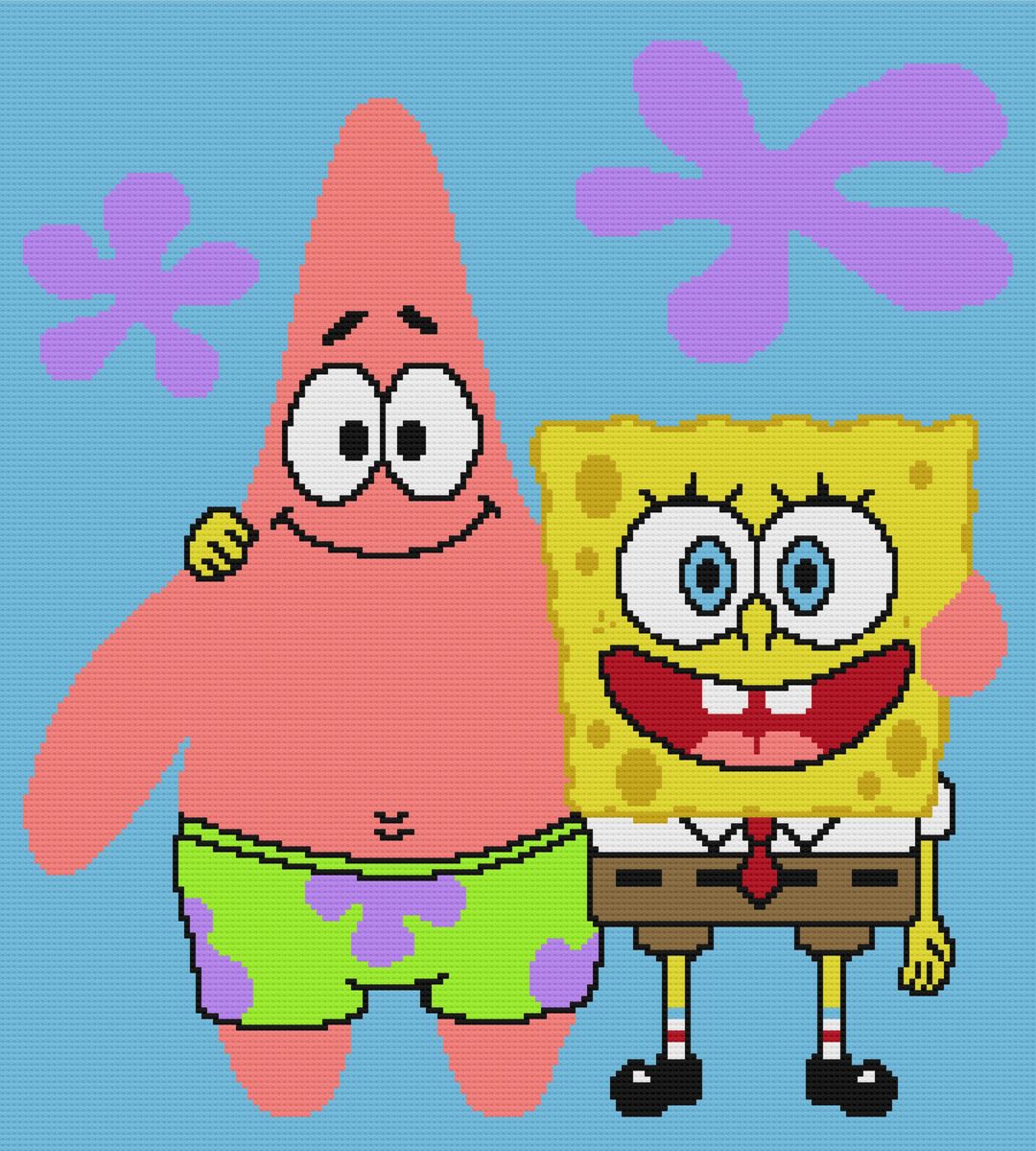 Spongebob and Patrick Crochet Graph and Written Pattern
