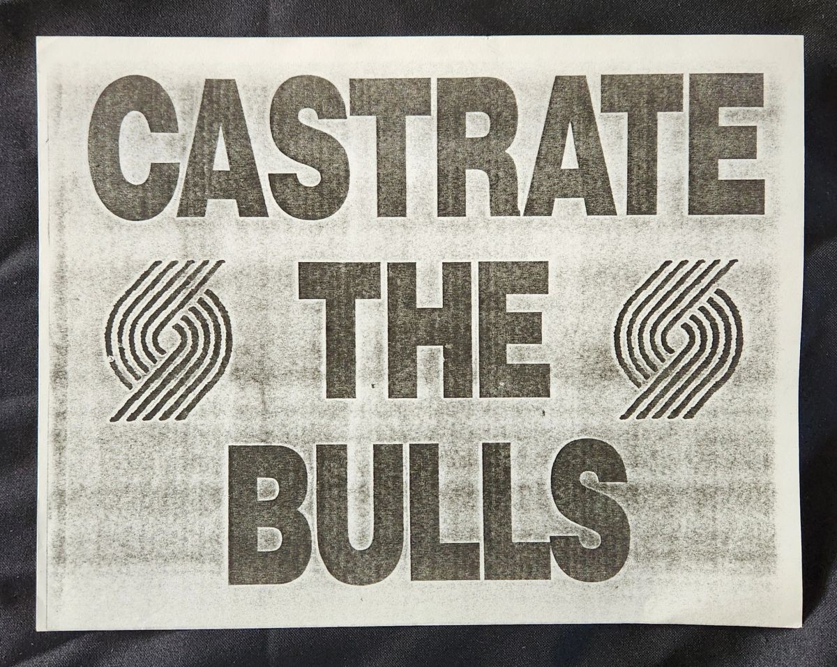 CASTRATE THE BULLS 1992 Playoffs Rally Sign Copy castrate-the-bulls-1992-playoffs-rally-sign-copy
