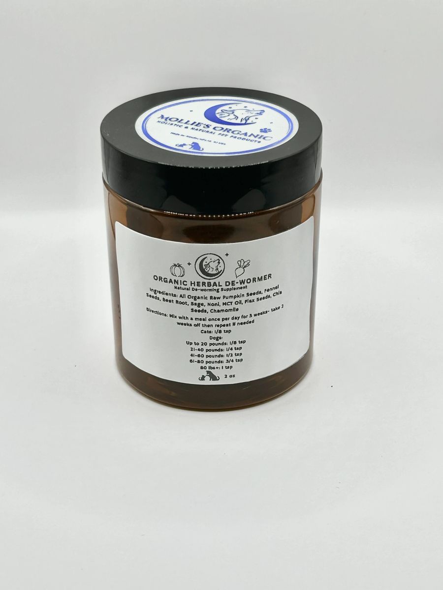 Organic Herbal De-wormer for Dogs and Cats- Natural de-wormer for Pets