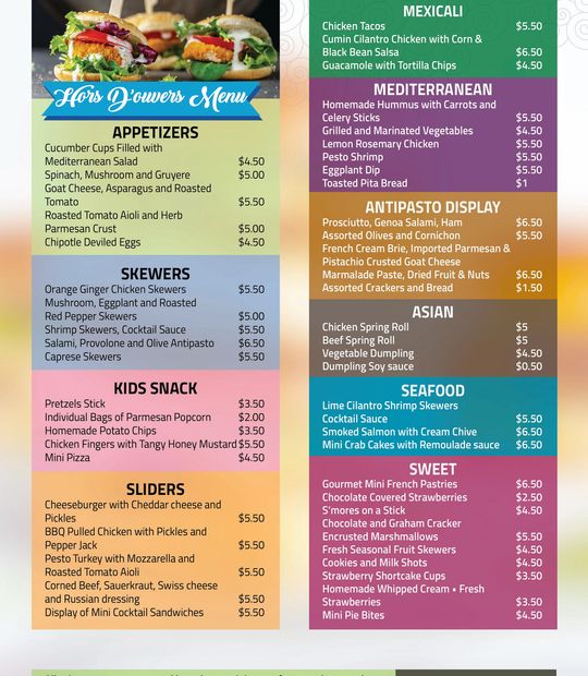 Catering Menu Prices | Full Menu | Executive Chefs Catering