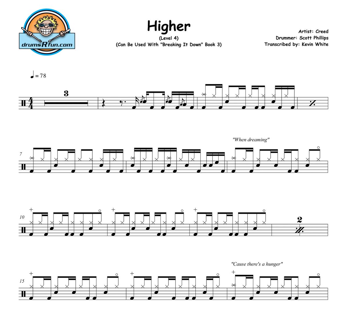 Creed, Higher Drum Transcription Level 4