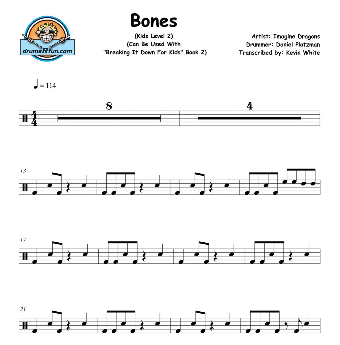 Imagine Dragons, Bones Drum Transcription Kids Level 2
