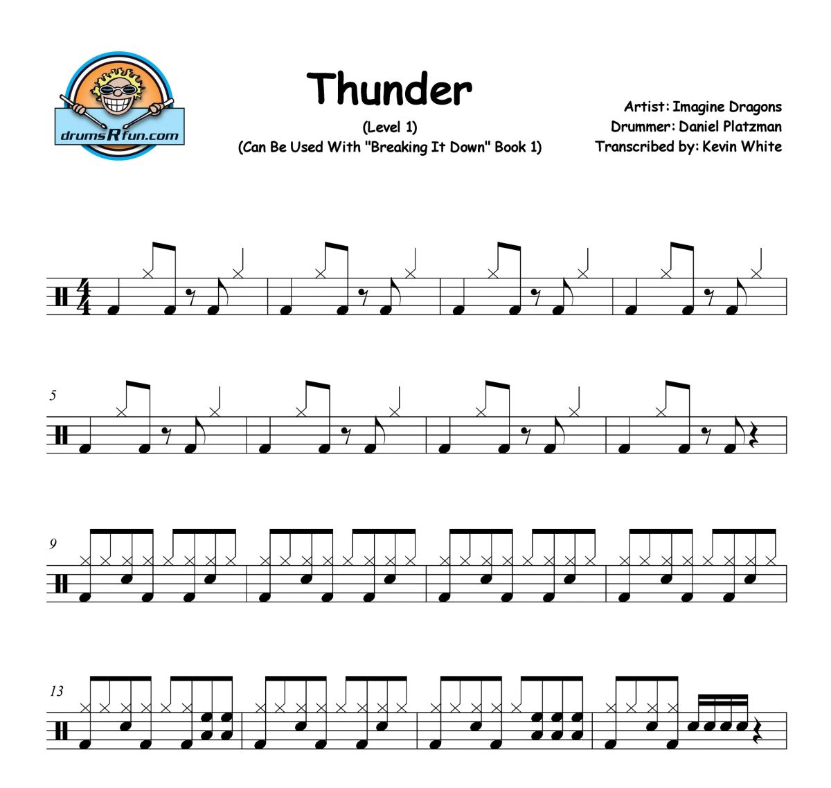 Imagine Dragons, Thunder Drum Transcription Level 1