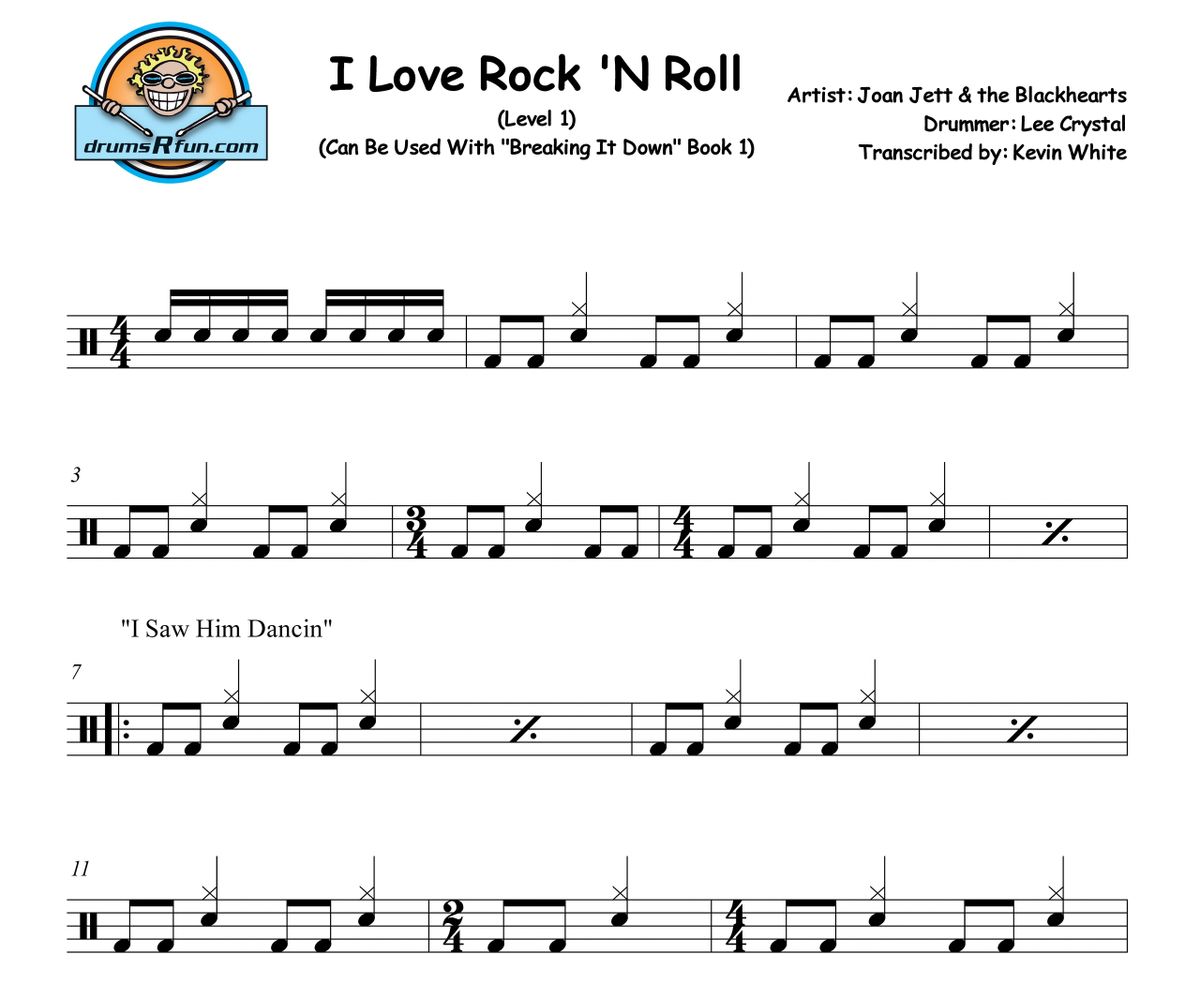 Joan Jett & The Blackhearts, I Love Rock 'N Roll Drum Transcription Level 1