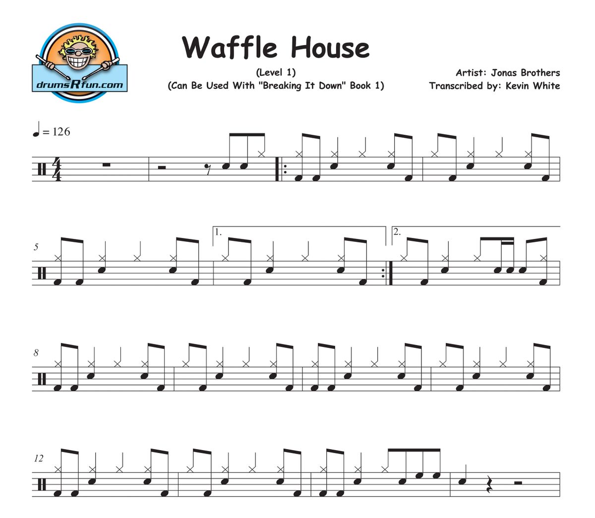 Jonas Brothers, Waffle House Drum Transcription Level 1