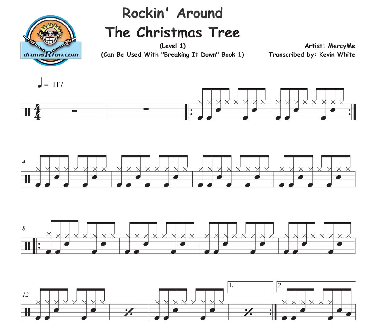 MercyMe, Rockin' Around The Christmas Tree Drum Transcription Level 1