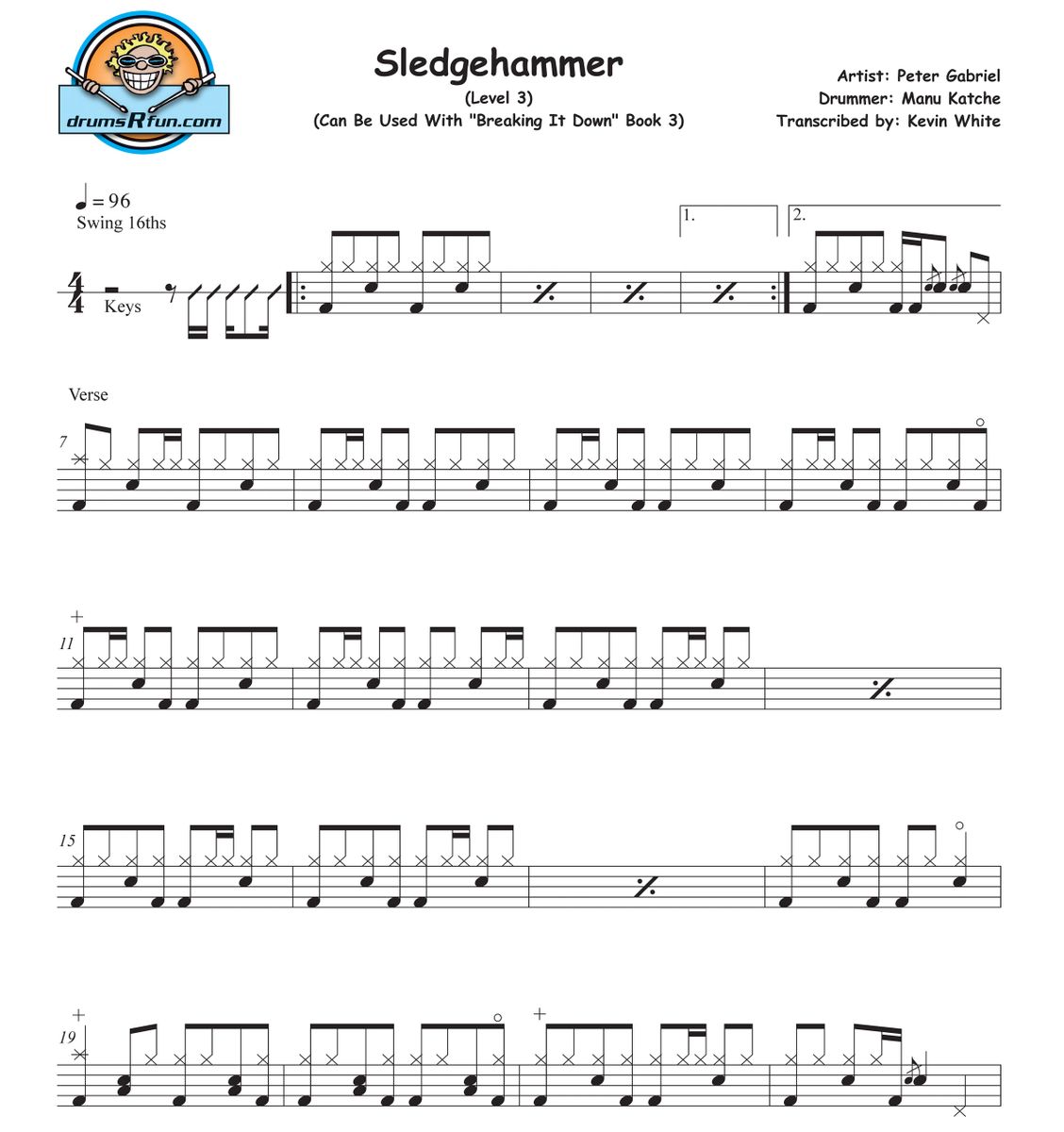 Peter Gabriel, Sledgehammer Drum Transcription Level 3