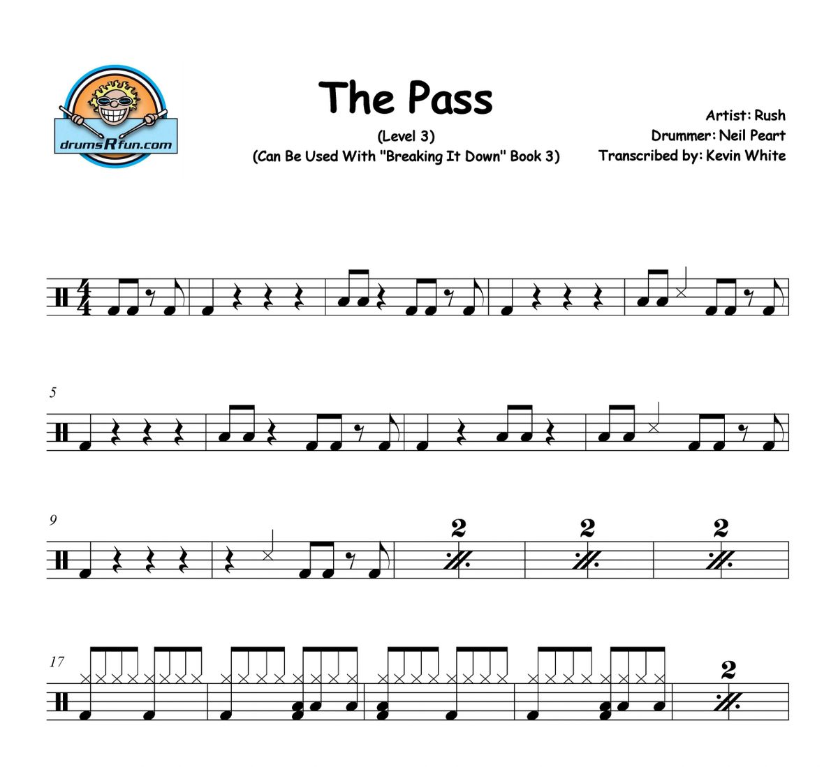 Rush, The Pass Drum Transcription Level 3