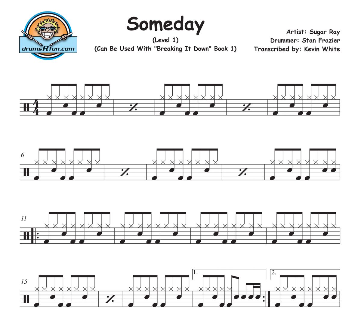 Sugar Ray, Someday Drum Transcription Level 1