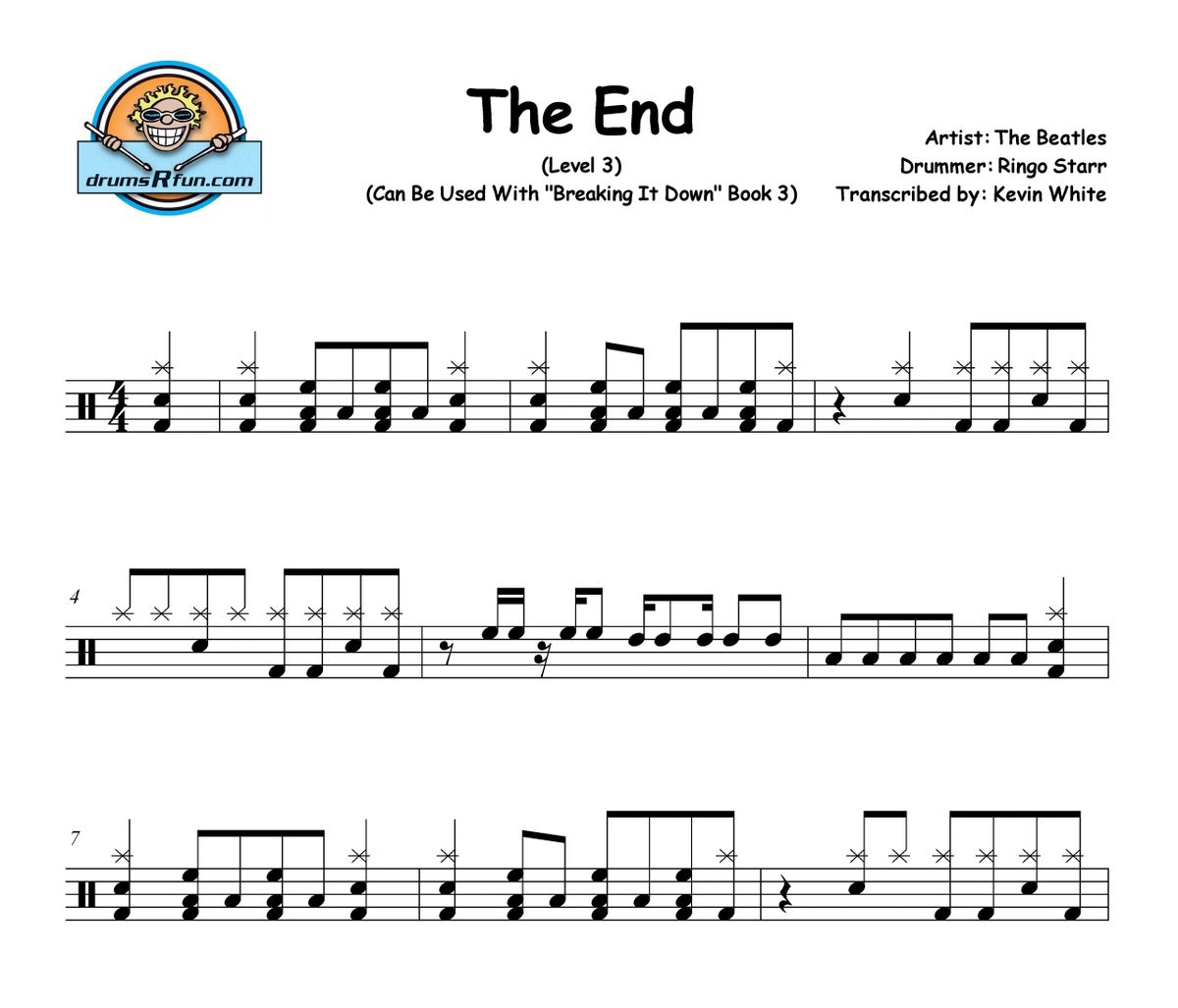 The Beatles, The End Drum Transcription Level 3