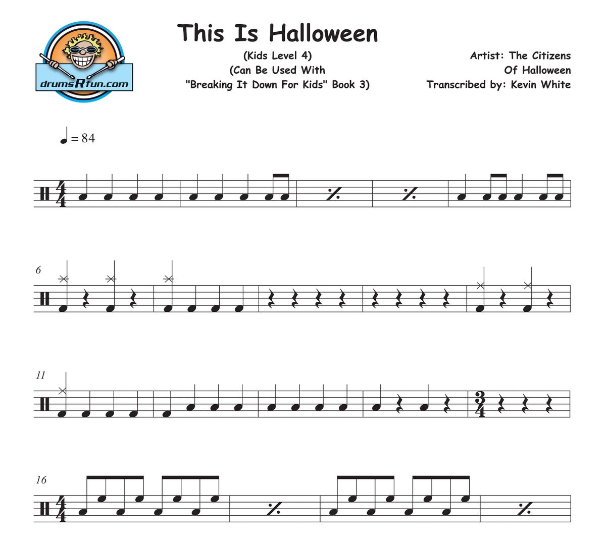 The Citizens Of Halloween, This Is Halloween Drum Transcription Kids ...