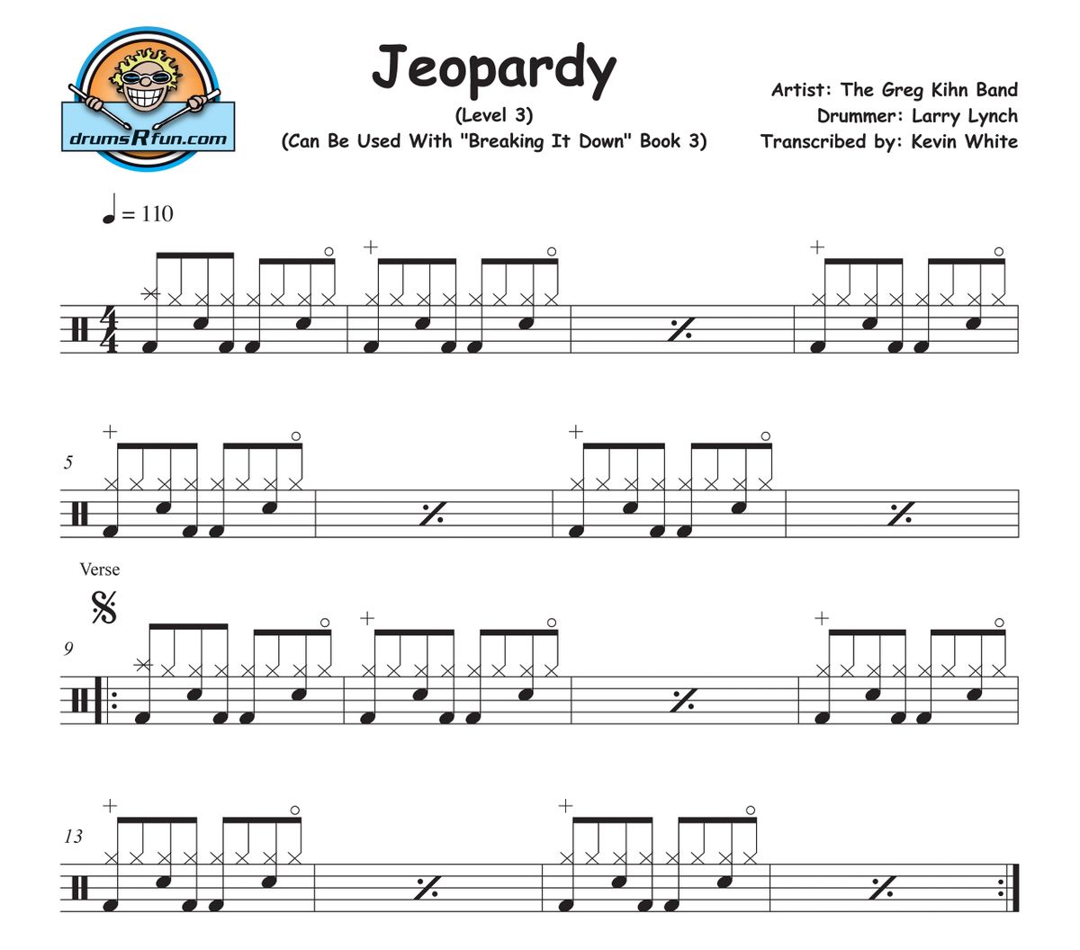 The Greg Kihn Band, Jeopardy Drum Transcription Level 3