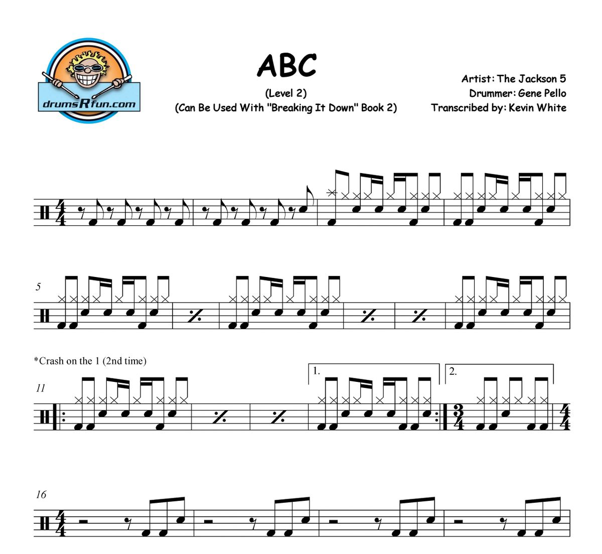 The Jackson 5, ABC Drum Transcription Level 2