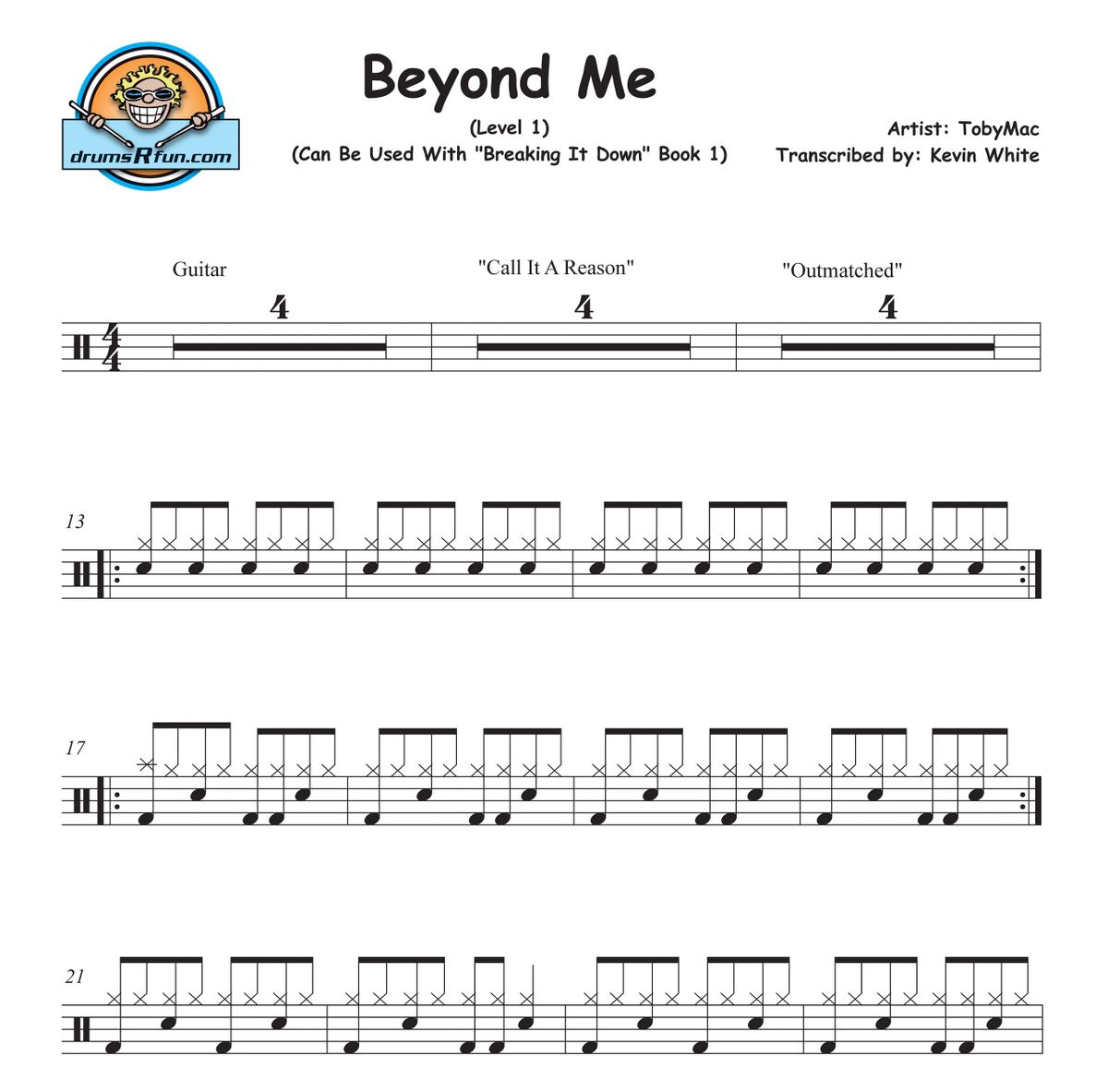 TobyMac, Beyond Me Drum Transcription Level 1