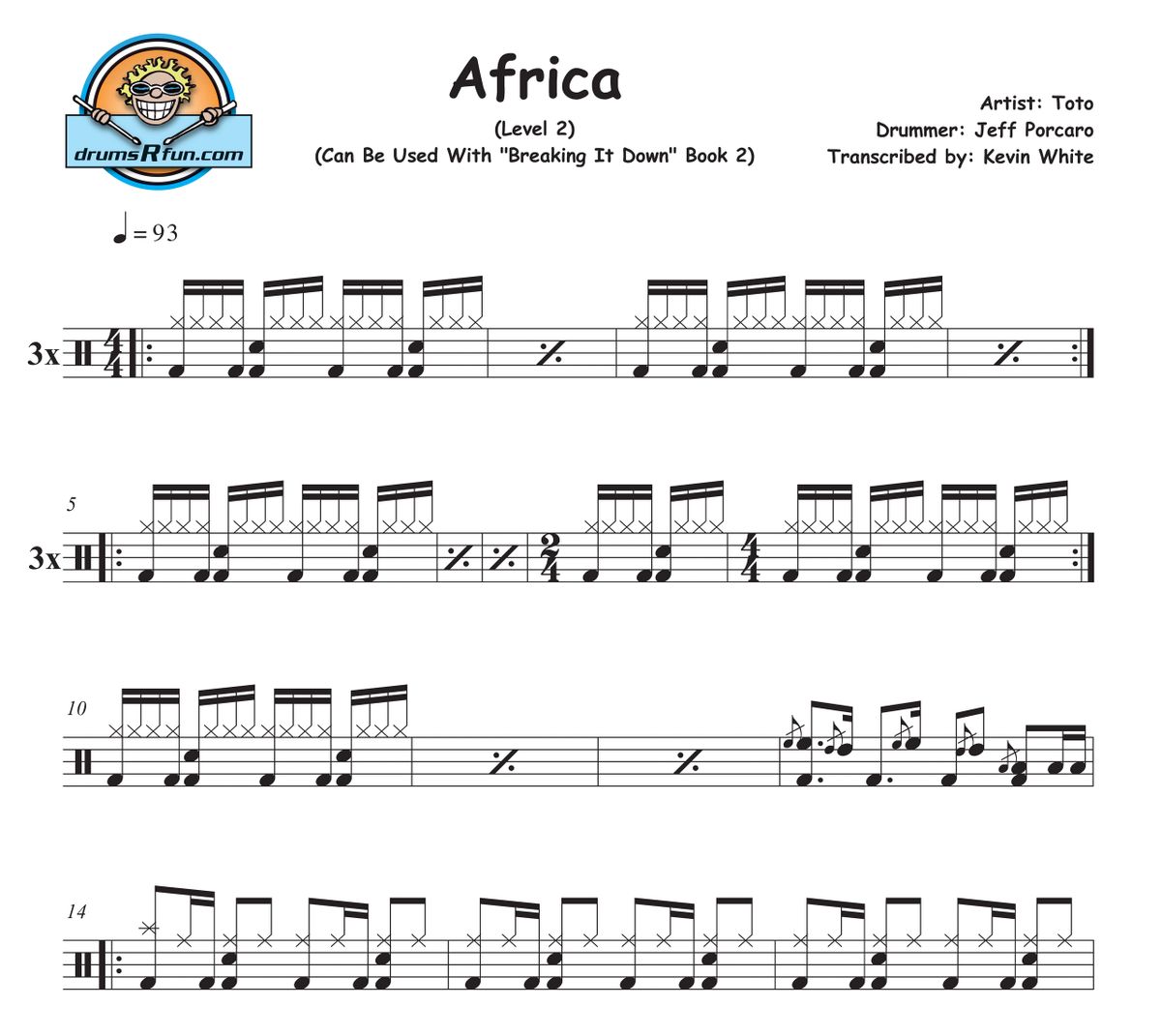 Toto, Africa Drum Transcription Level 2
