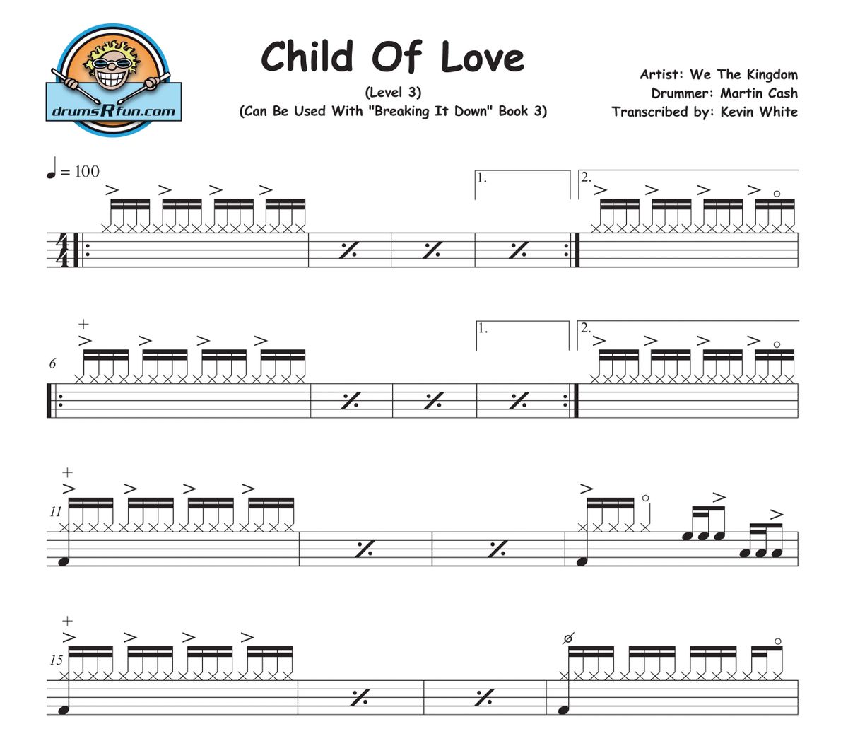 We The Kingdom, Child Of Love Drum Transcription Level 3