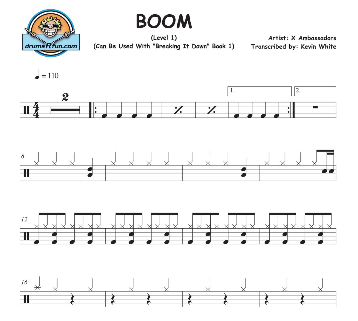 X Ambassadors, BOOM Drum Transcription Level 1