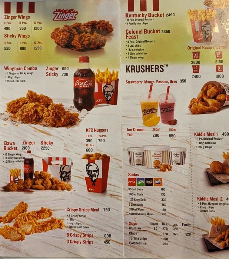 2025 KFC Kenya Menu Items Prices ToasterDing