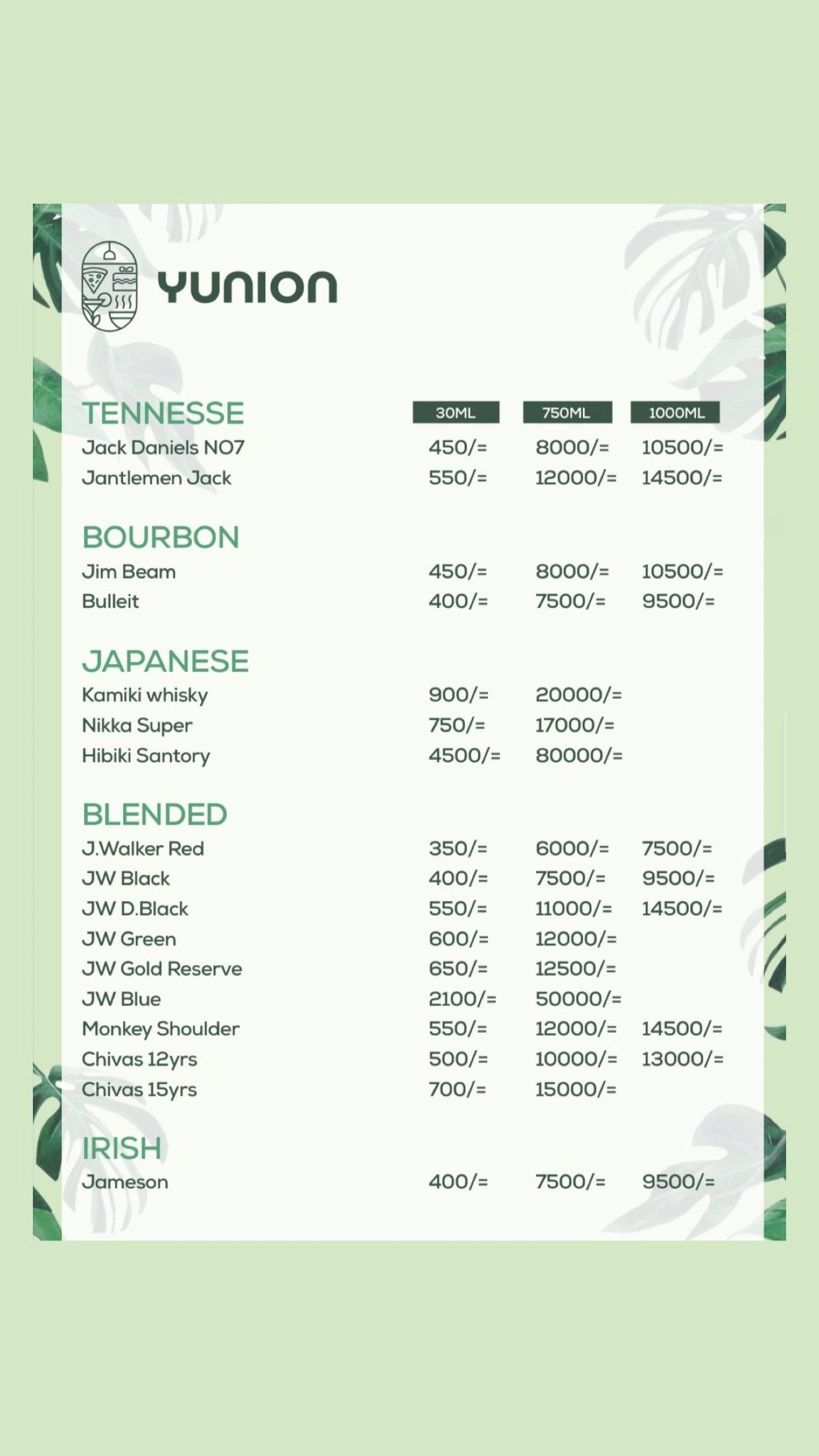 Yunion Restaurant Menu in GTC-Westlands - ToasterDing