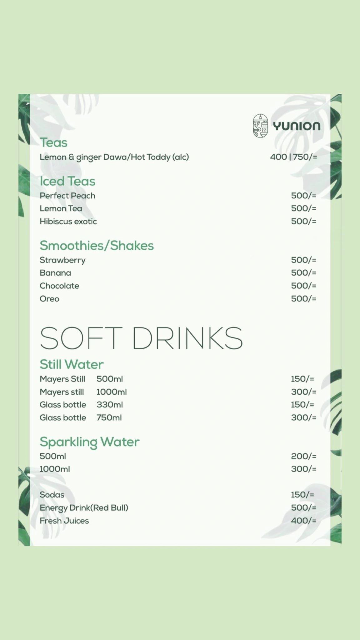 Yunion Restaurant Menu in GTC-Westlands - ToasterDing