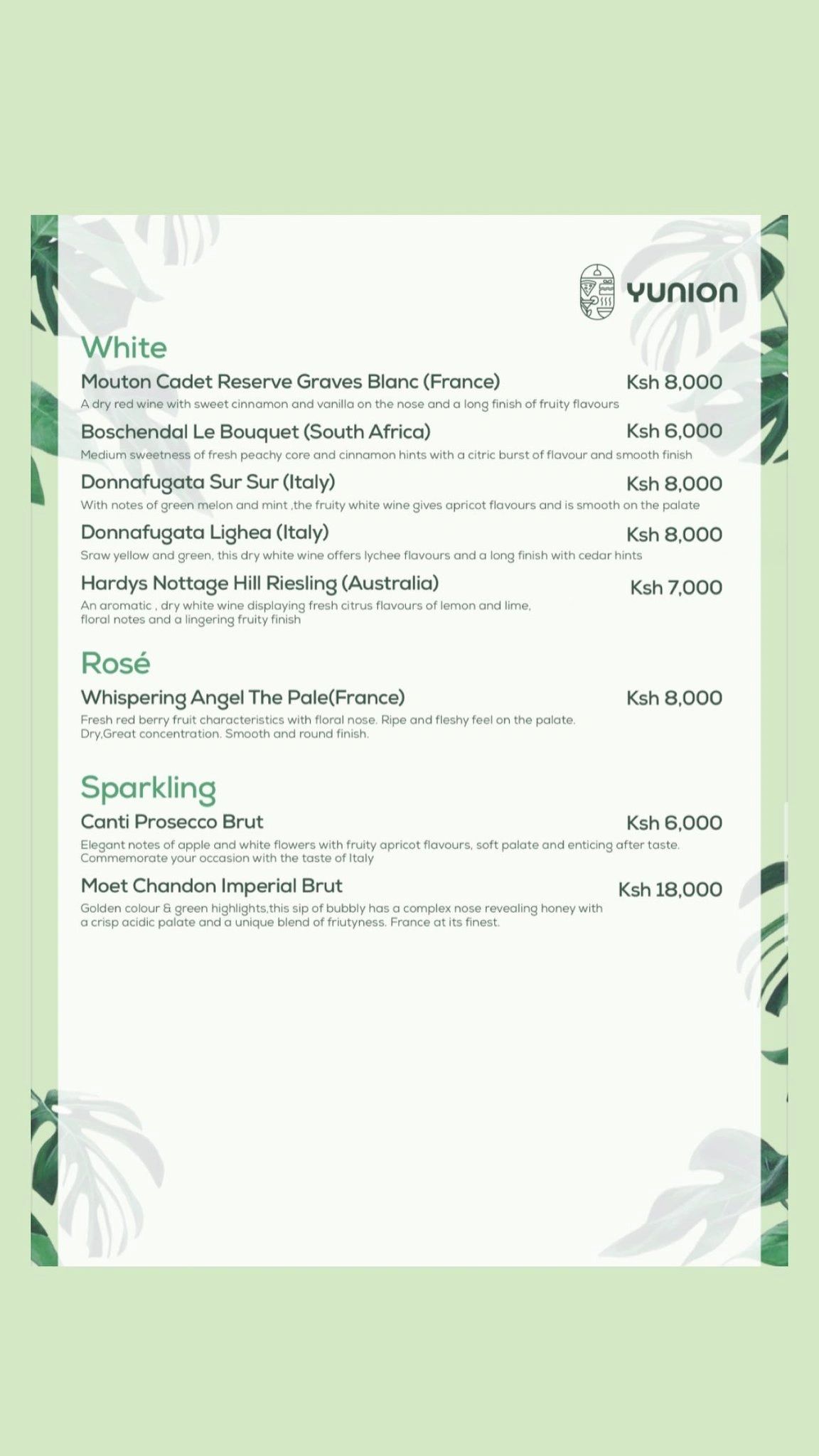 Yunion Restaurant Menu in GTC-Westlands - ToasterDing