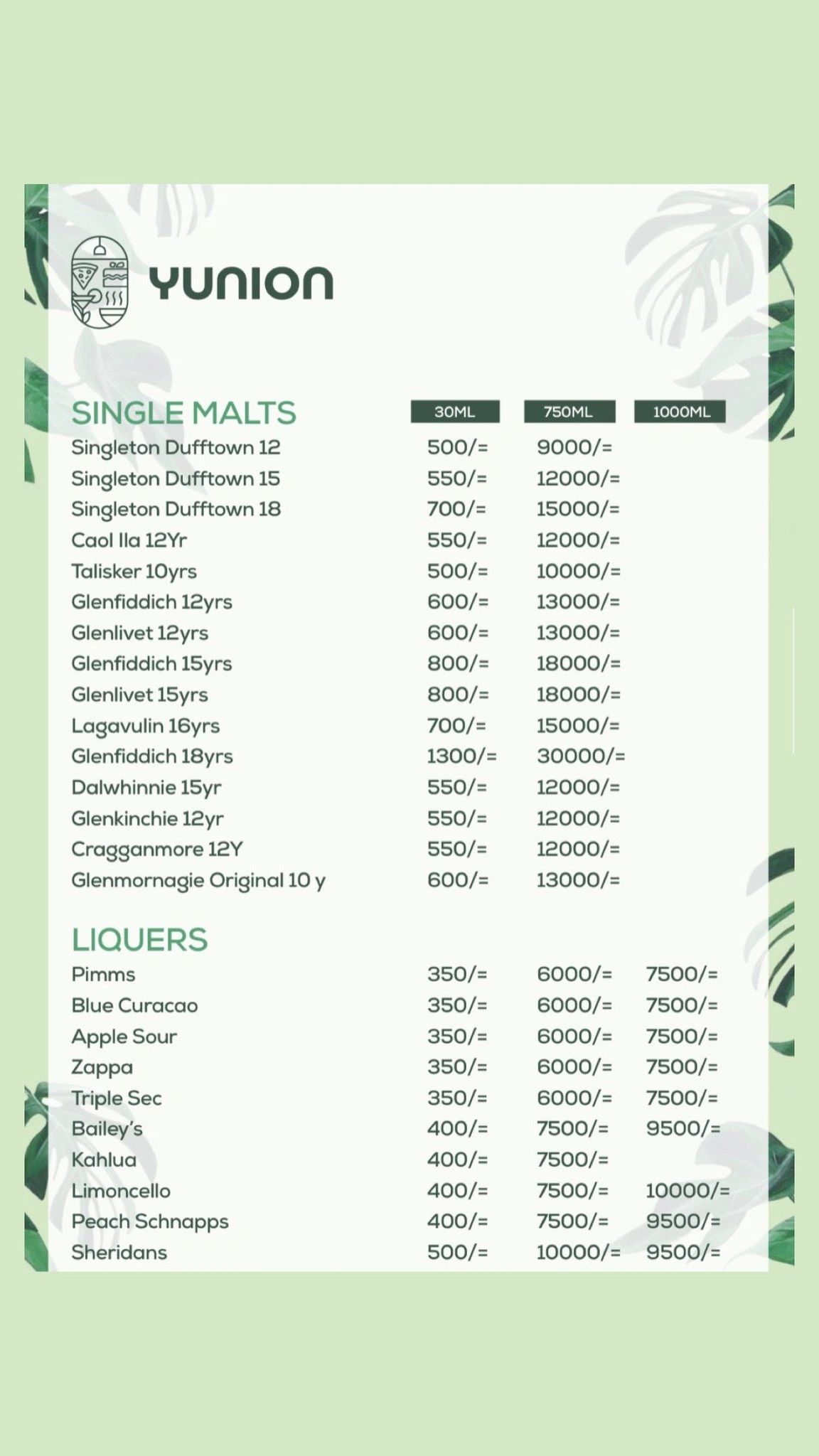 Yunion Restaurant Menu in GTC-Westlands - ToasterDing