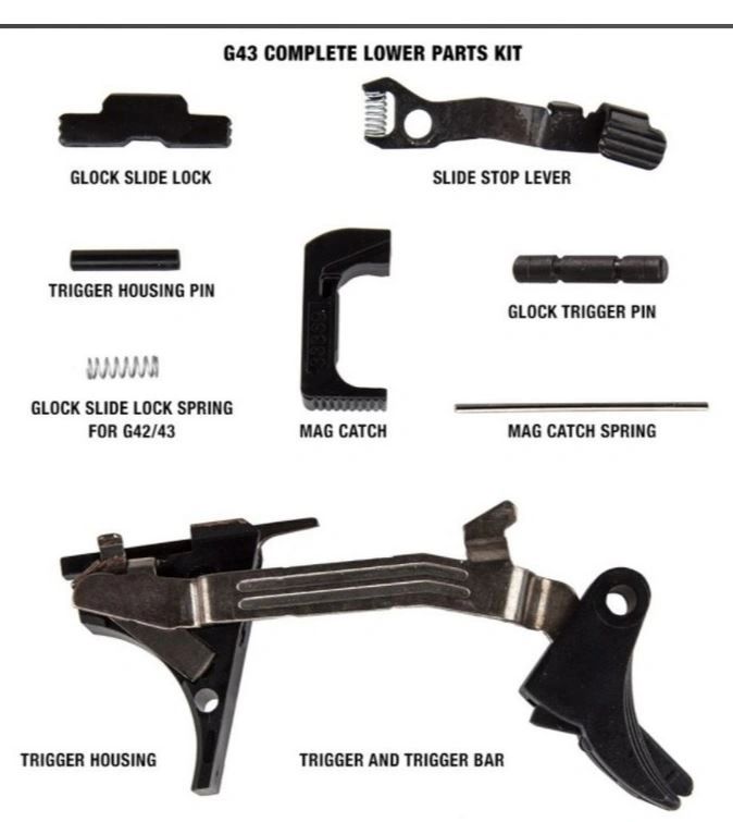 Complete Glock 43 G43 9mm Lower Parts Kit