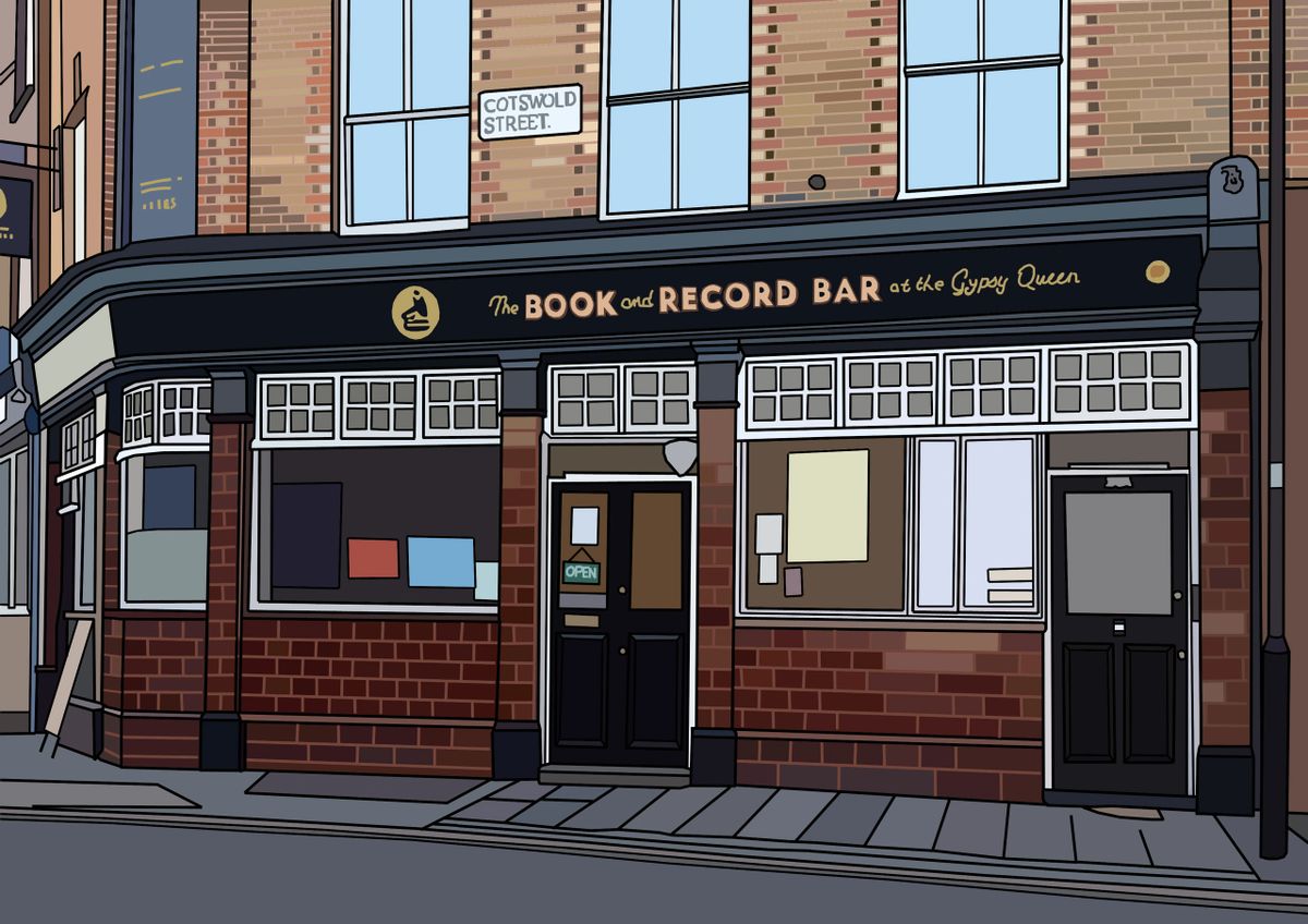 Book and Record Bar A3 / A4 / A5 / A6 print (unframed)