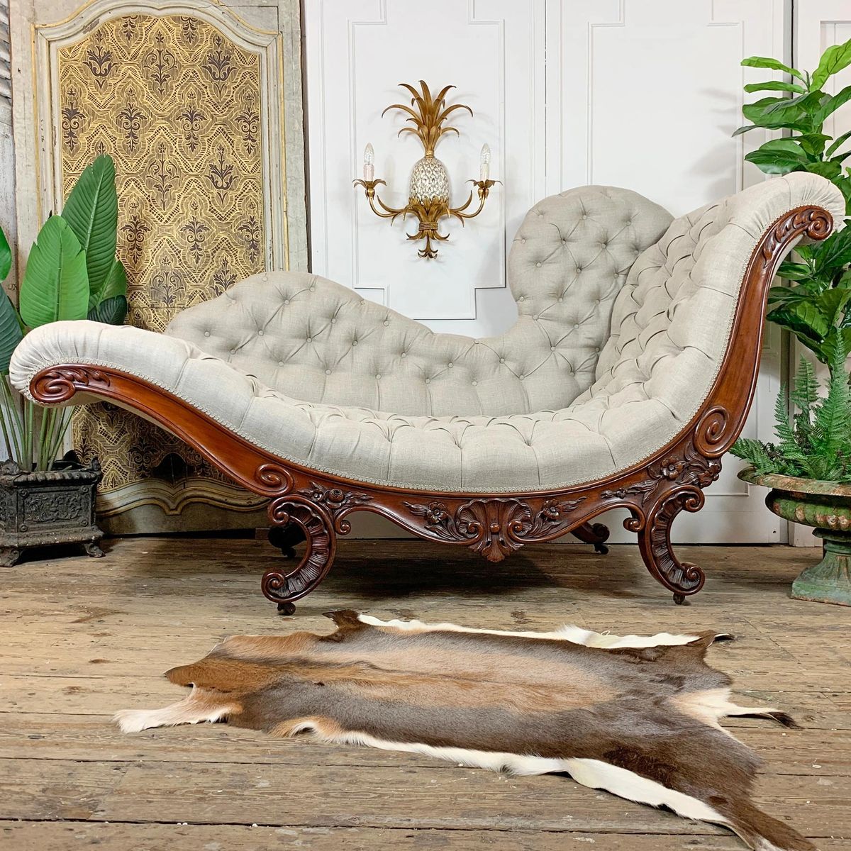 Rococo Revival John Henry Belter Meridienne/Recamier