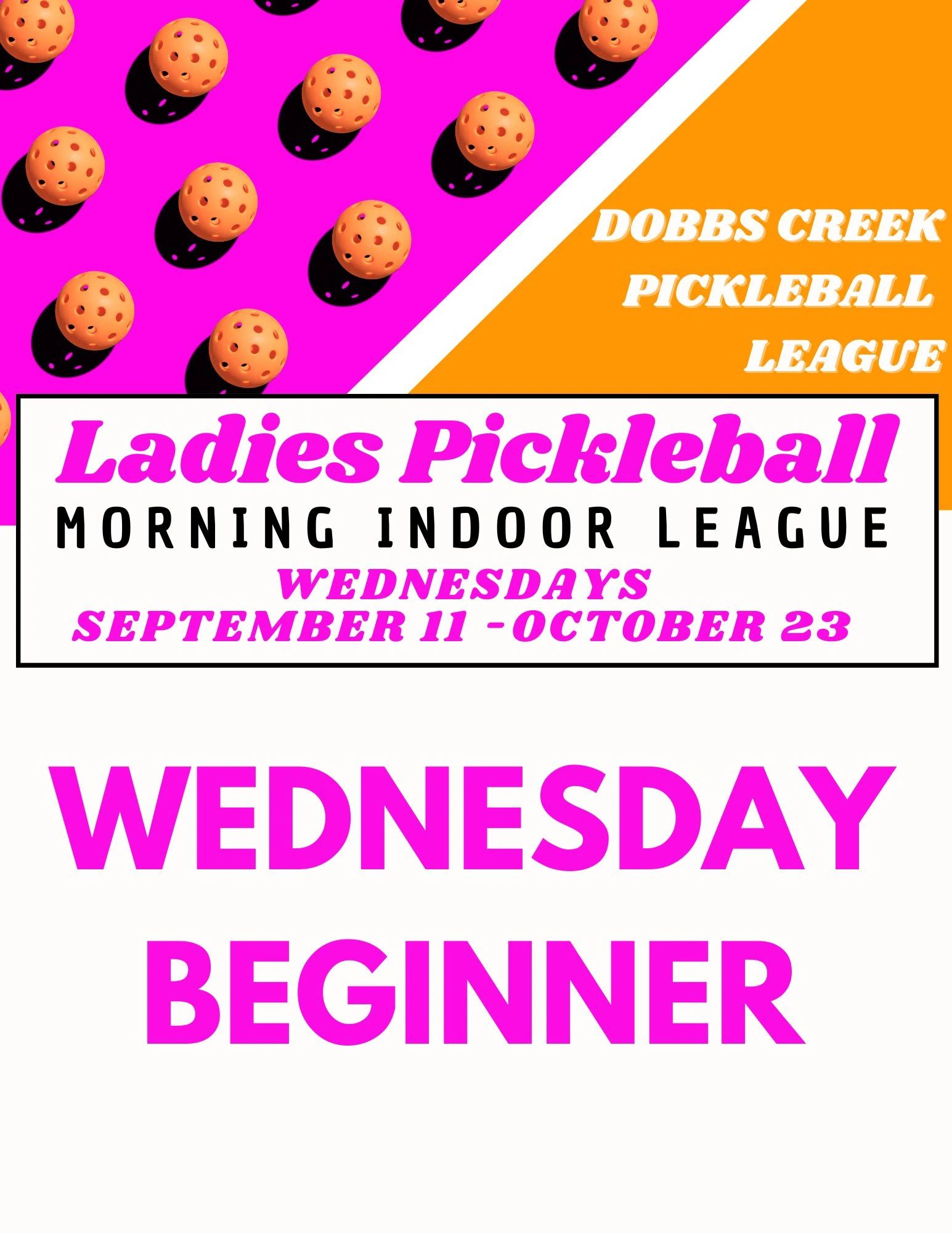 Dobbs Creek Pickleball Ladies Morning Indoor League (Wednesday Beginner)