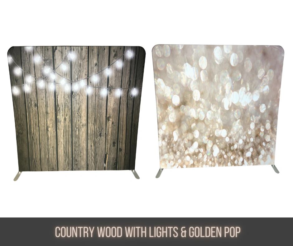 Country Wood with Lights/Golden Pop Backdrop