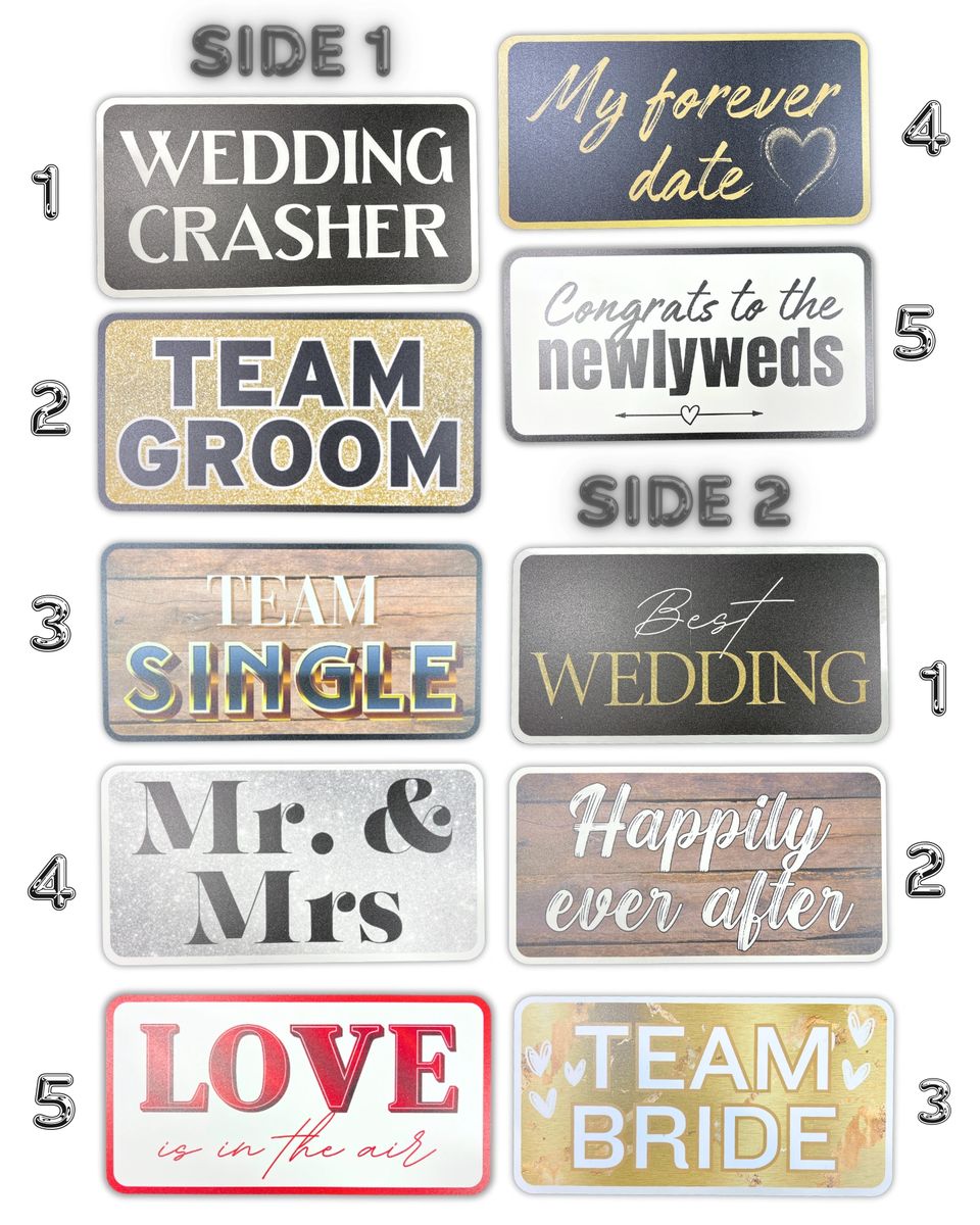 Wedding Bundle:5 Double-Sided PVC Photo Booth Props